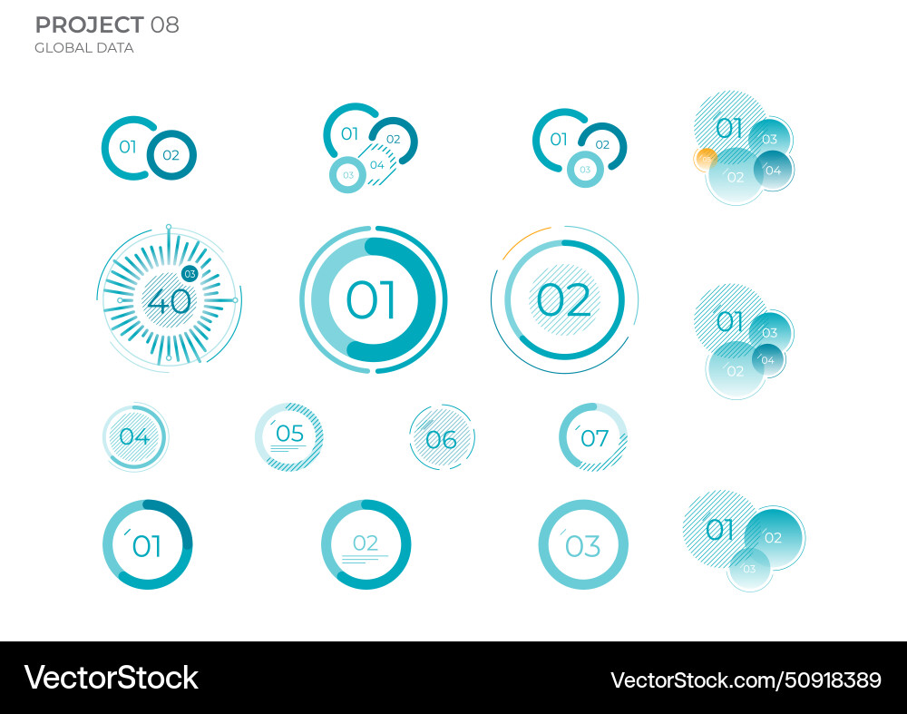 Pie charts finance elements commercial Royalty Free Vector