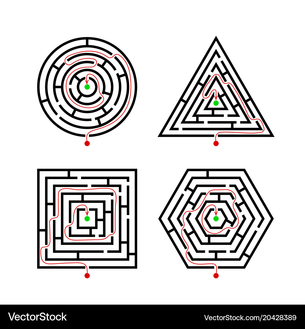 Set labyrinth different shapes for game Royalty Free Vector