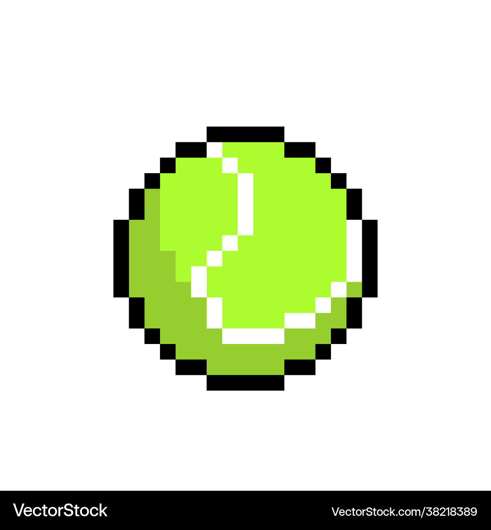 Tennis ball pixel image for 8 bit game assets Vector Image