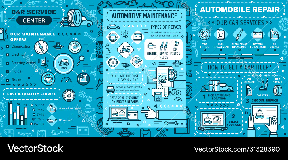 Car maintenance repair service infographics Vector Image