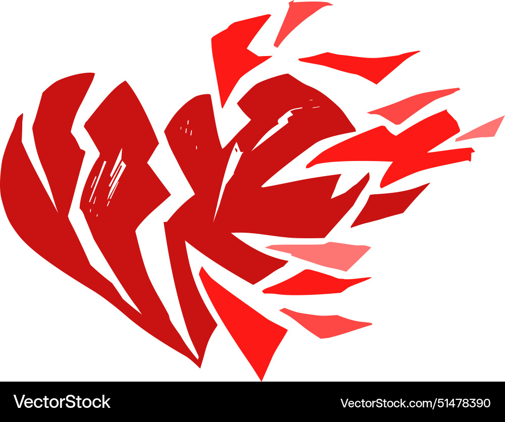 Exploding heart background flat design Royalty Free Vector