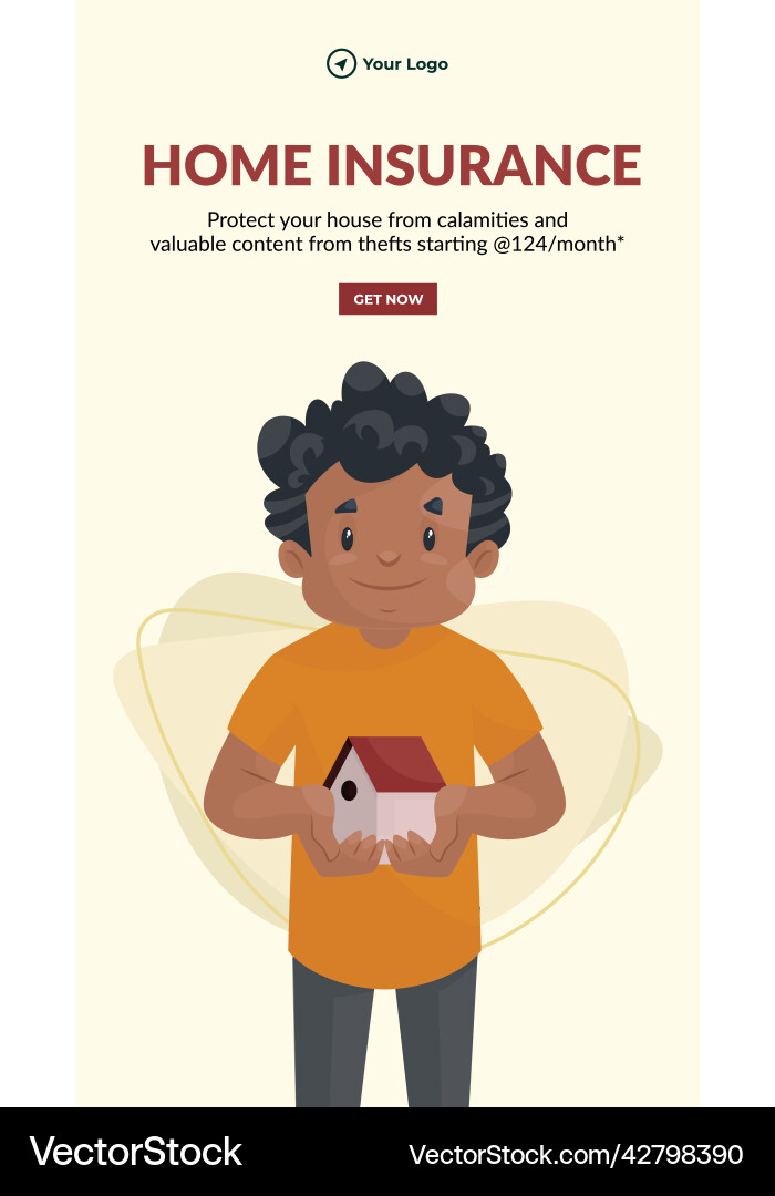 Home insurance portrait template design Royalty Free Vector