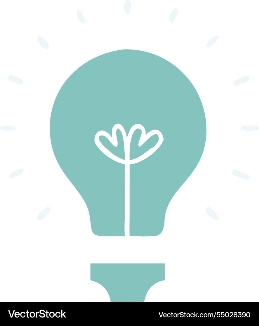 Minimalist light bulb icon teal color white Vector Image