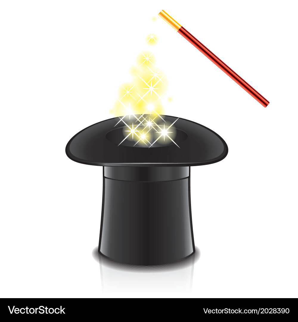 Object magic wand and hat Royalty Free Vector Image