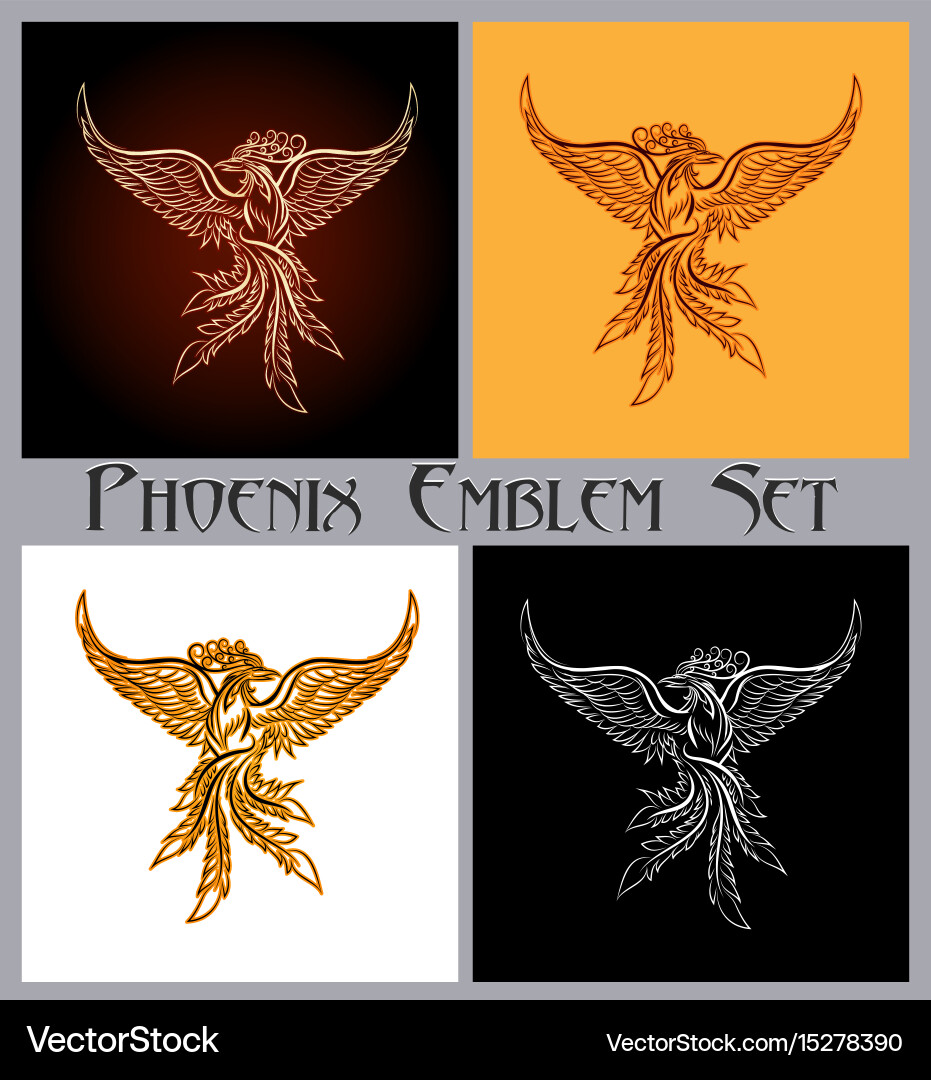 Phoenix emblem set Royalty Free Vector Image - VectorStock