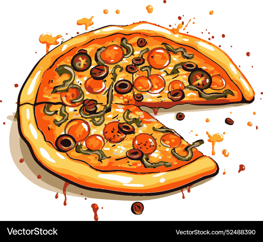 Pizza magicpizza creation in art Royalty Free Vector Image