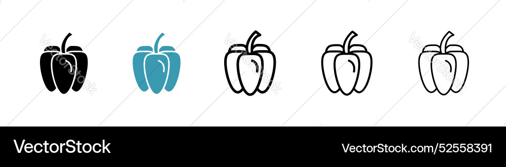 Capsicum icon set on white background Royalty Free Vector