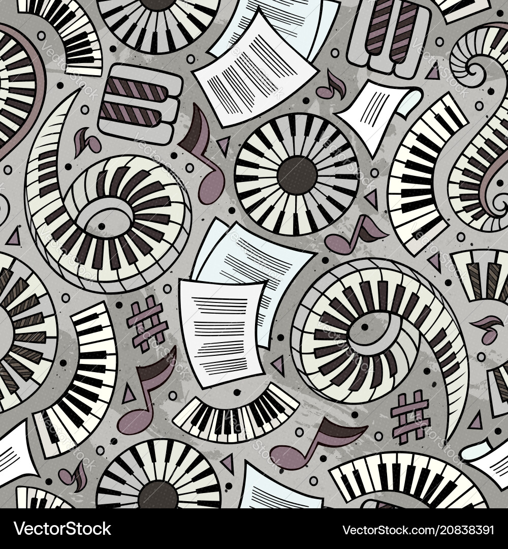 Cartoon hand-drawn classic music seamless pattern Vector Image