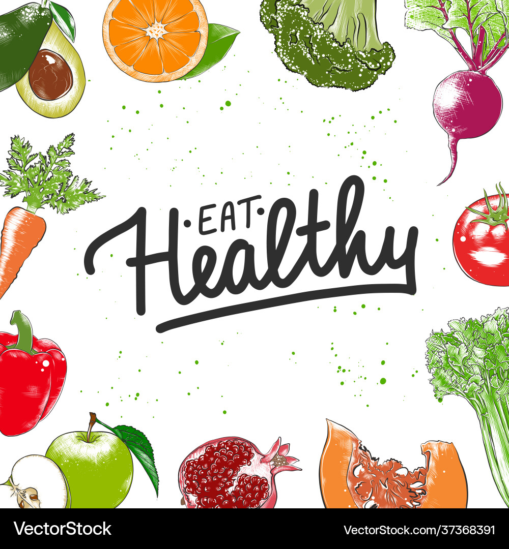 Eat healthy modern ink brush calligraphy Vector Image