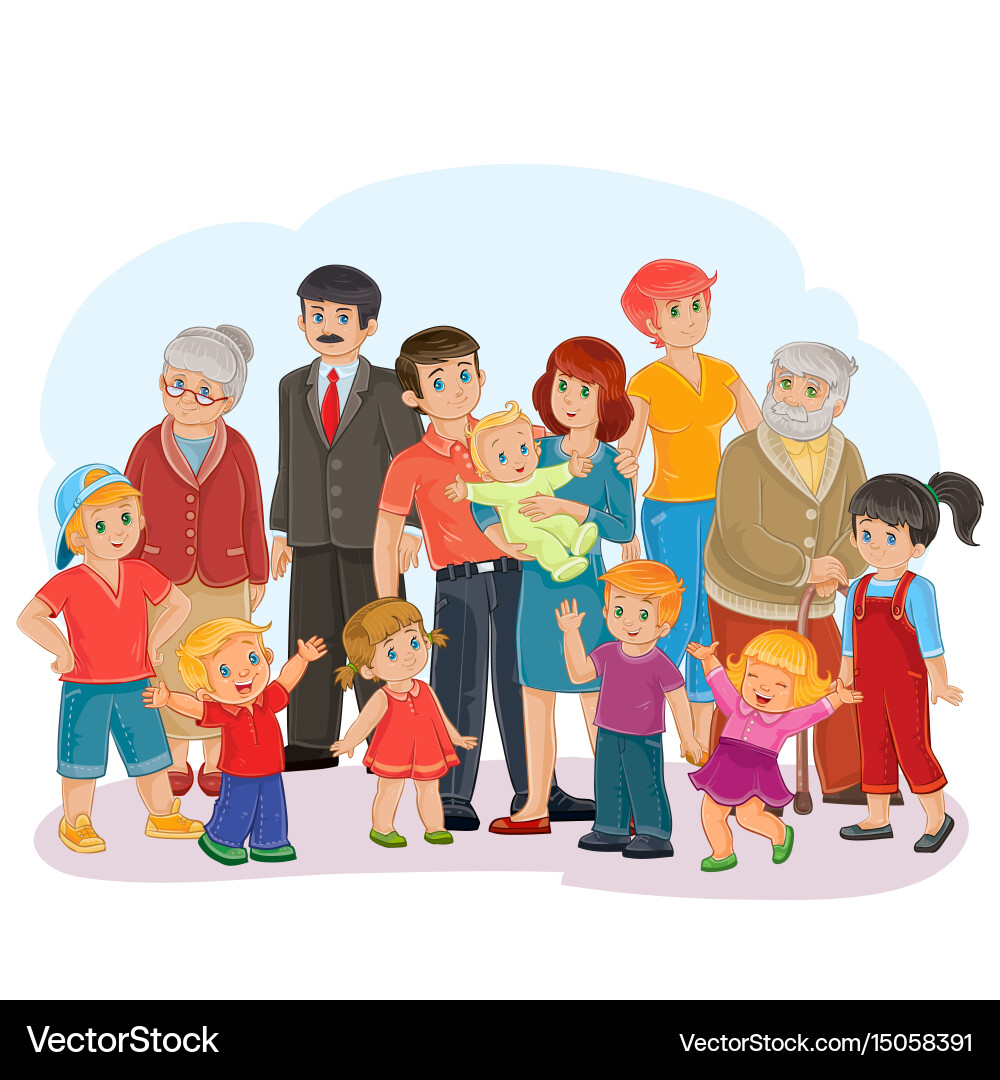 Large Family Portrait Royalty Free Vector Image