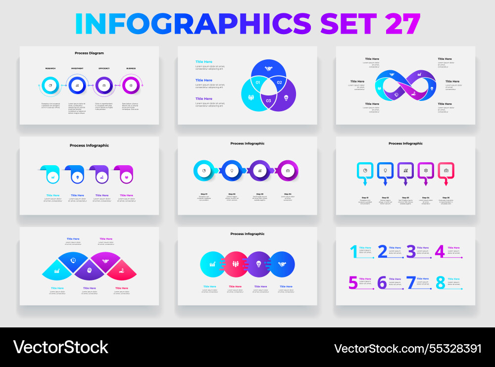 Modern set of infographics featuring process Vector Image