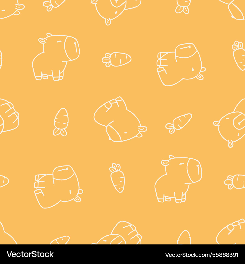 Outline seamless pattern of capybara animal Vector Image