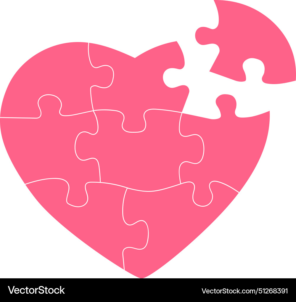 Pink puzzle heart shaped pieces icon Royalty Free Vector