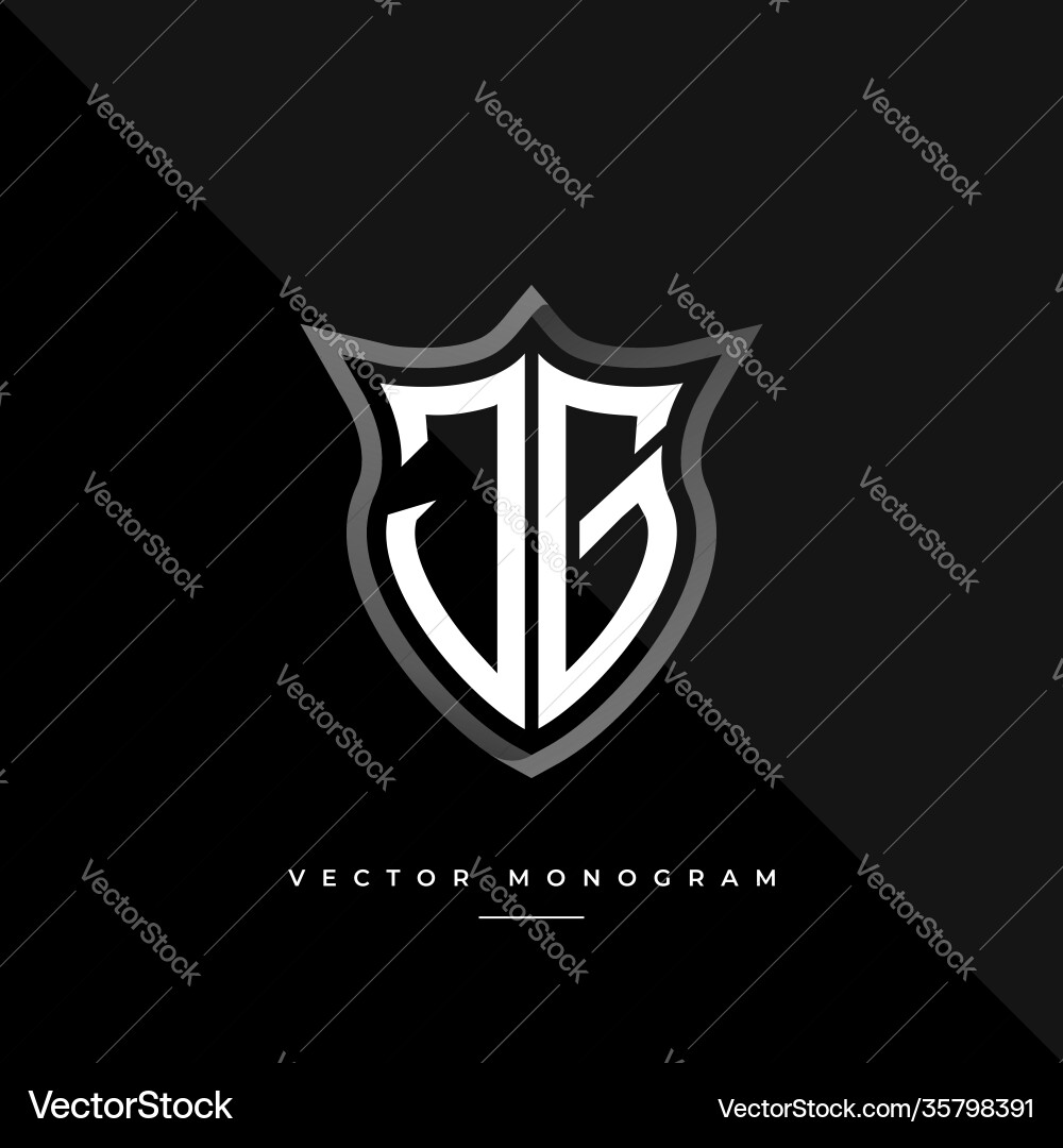 Trendy jg monogram on shield isolated dark Vector Image