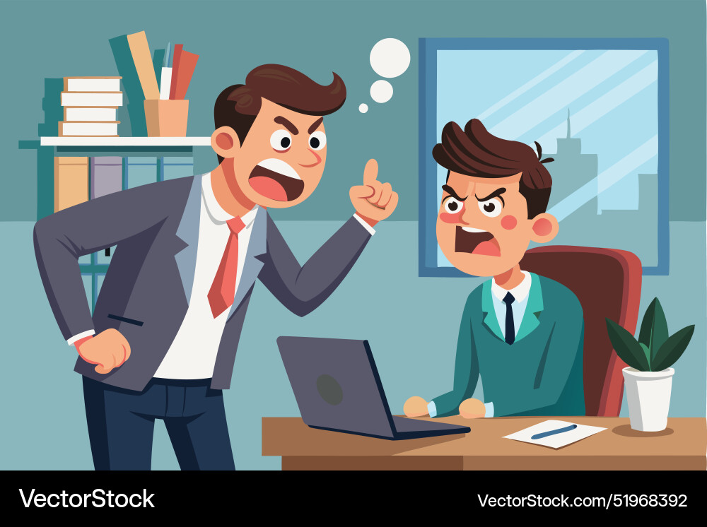 Angry boss shouting at employee Royalty Free Vector Image
