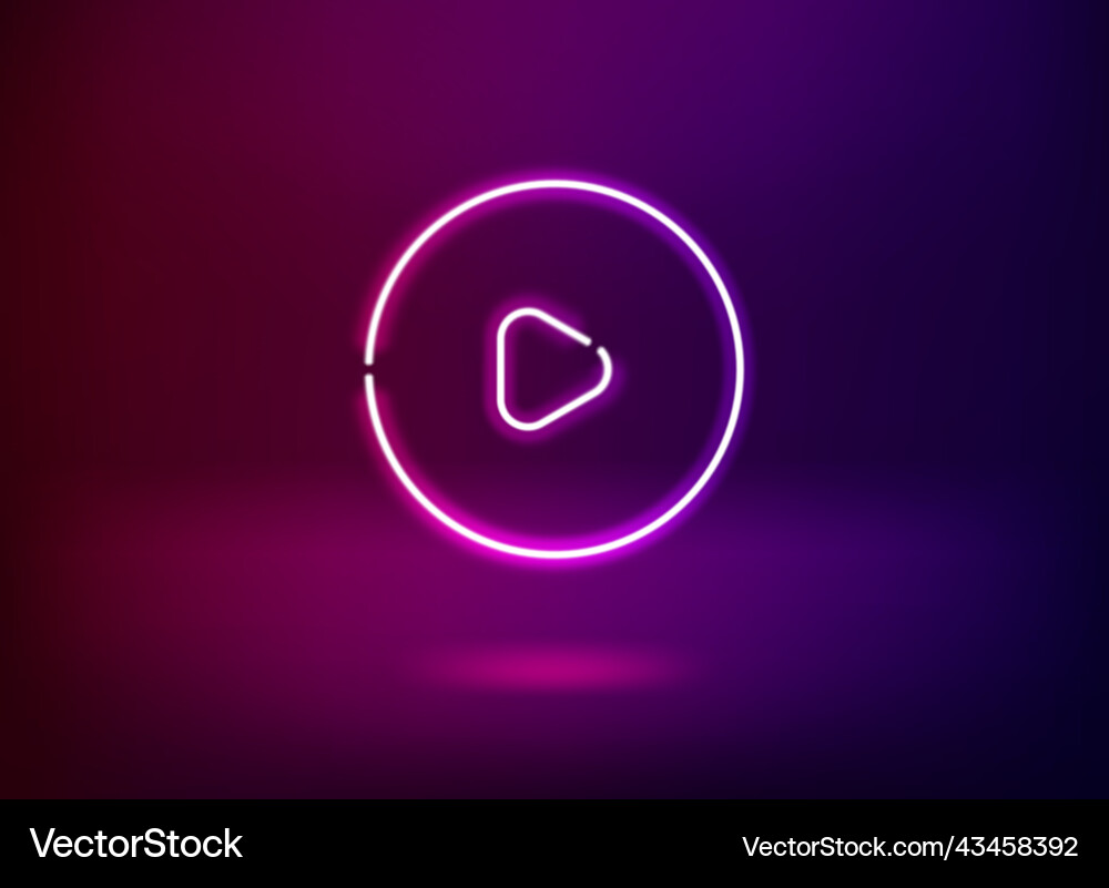 Blue neon play video icon 3d Royalty Free Vector Image