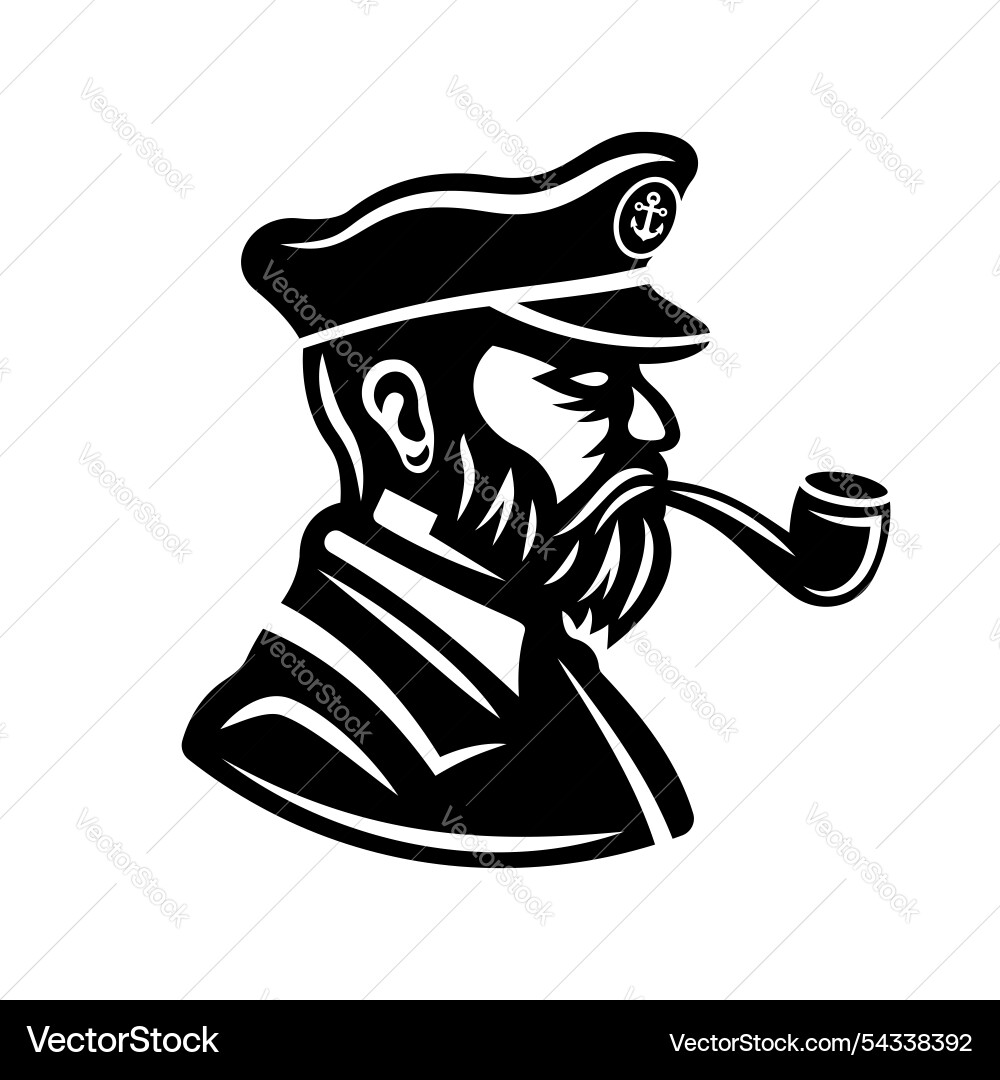 Captain smoke pipe silhouette object Royalty Free Vector