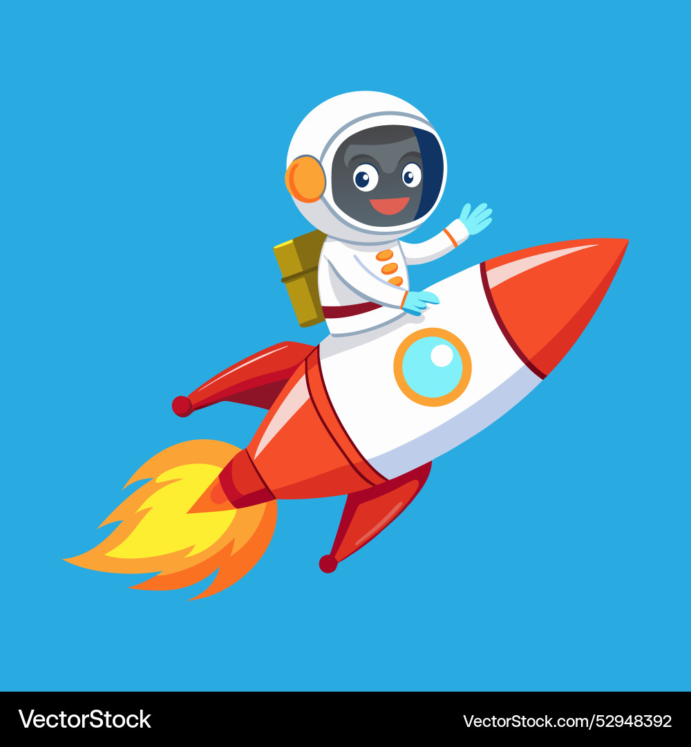 Cute astronaut riding a rocket Royalty Free Vector Image