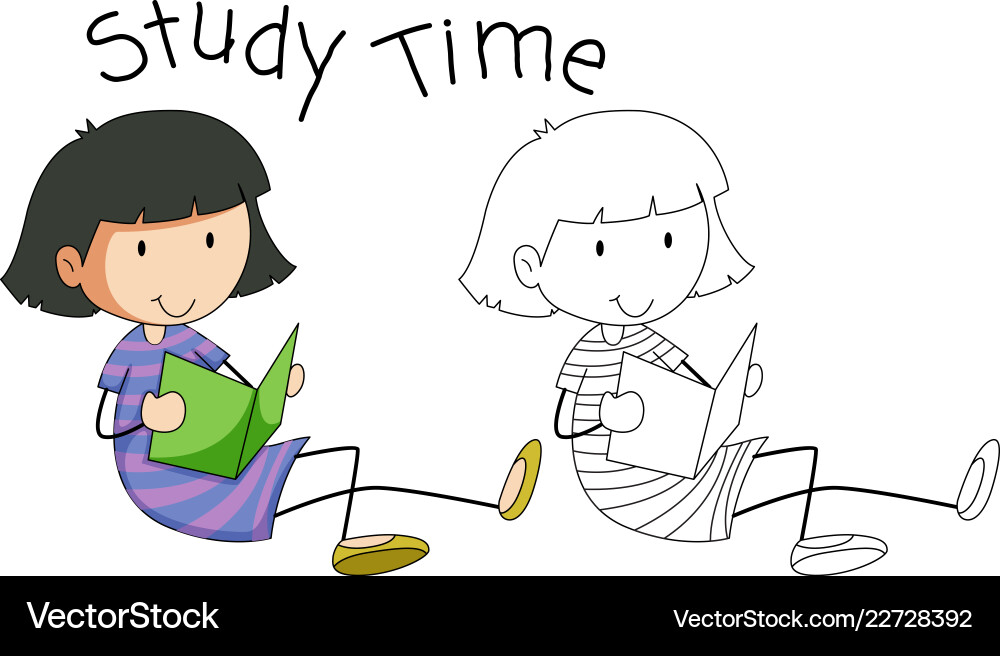 Doodle girl character study Royalty Free Vector Image
