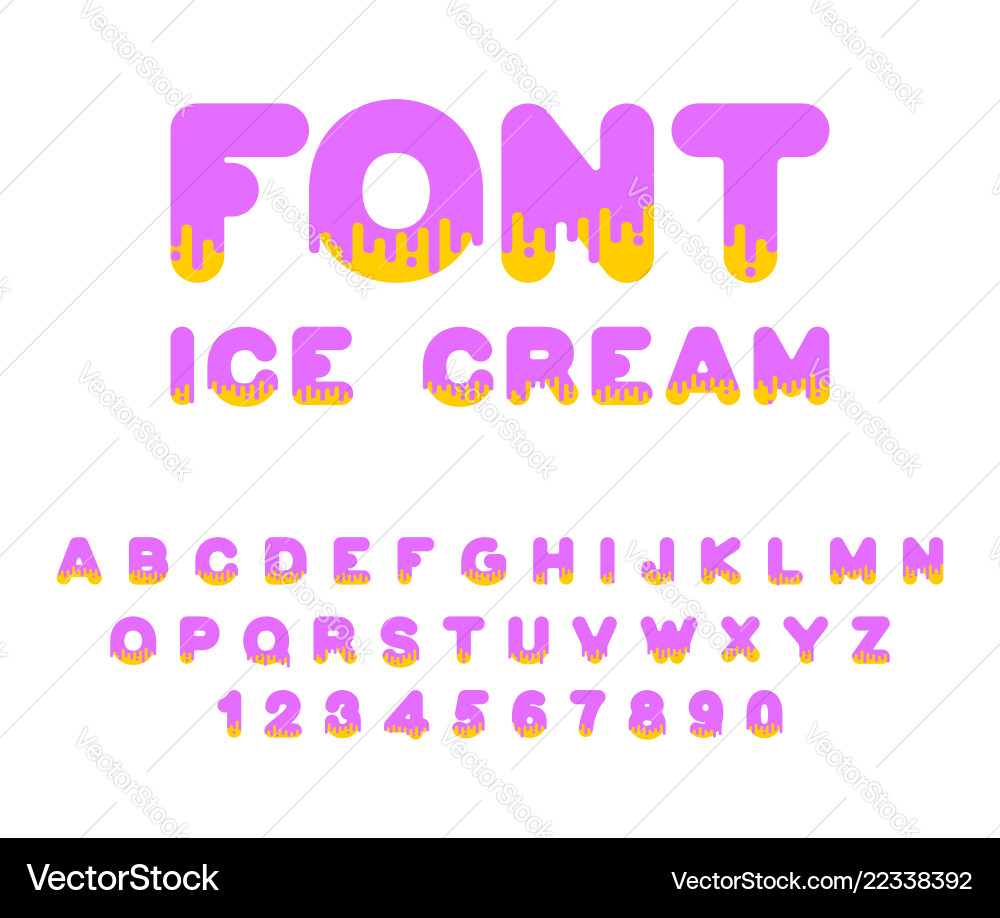 Ice cream font sweetness alphabet liquid Vector Image