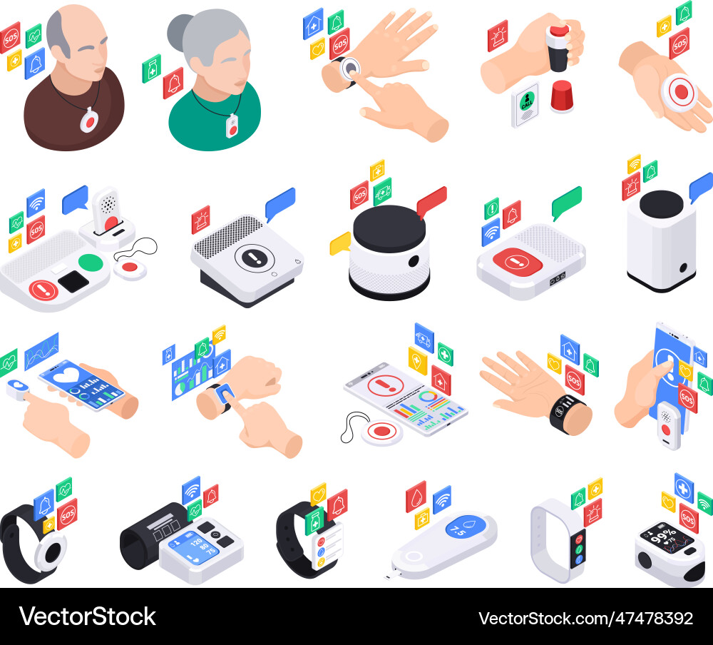 Medical emergency alert icons Royalty Free Vector Image
