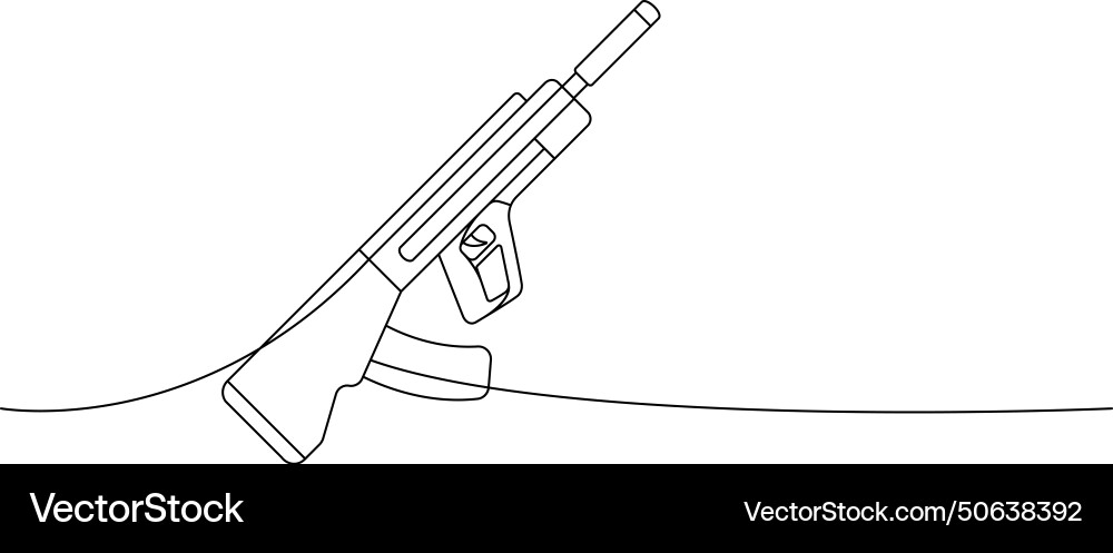 Modern assault rifle one line continuous drawing Vector Image