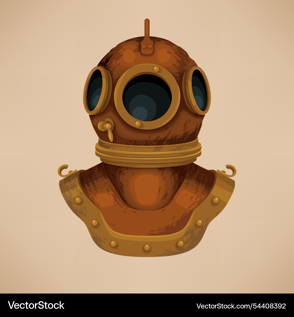 Of retro diving helmet Royalty Free Vector Image