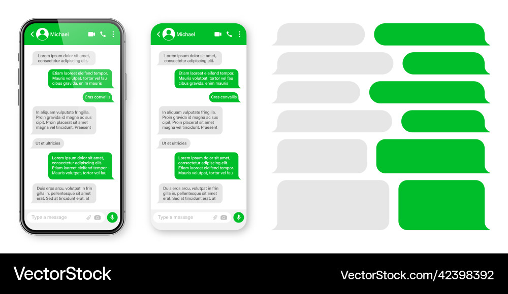 Realistic smartphone with messaging app blank sms Vector Image