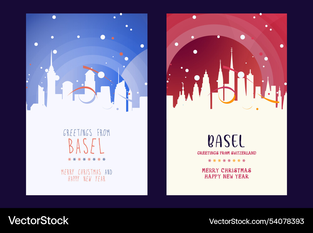 Basel city poster with christmas skyline Vector Image