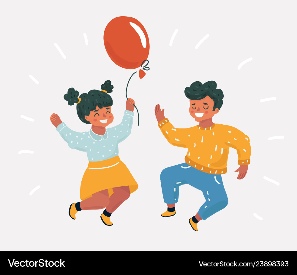 Best friends jumping kids Royalty Free Vector Image