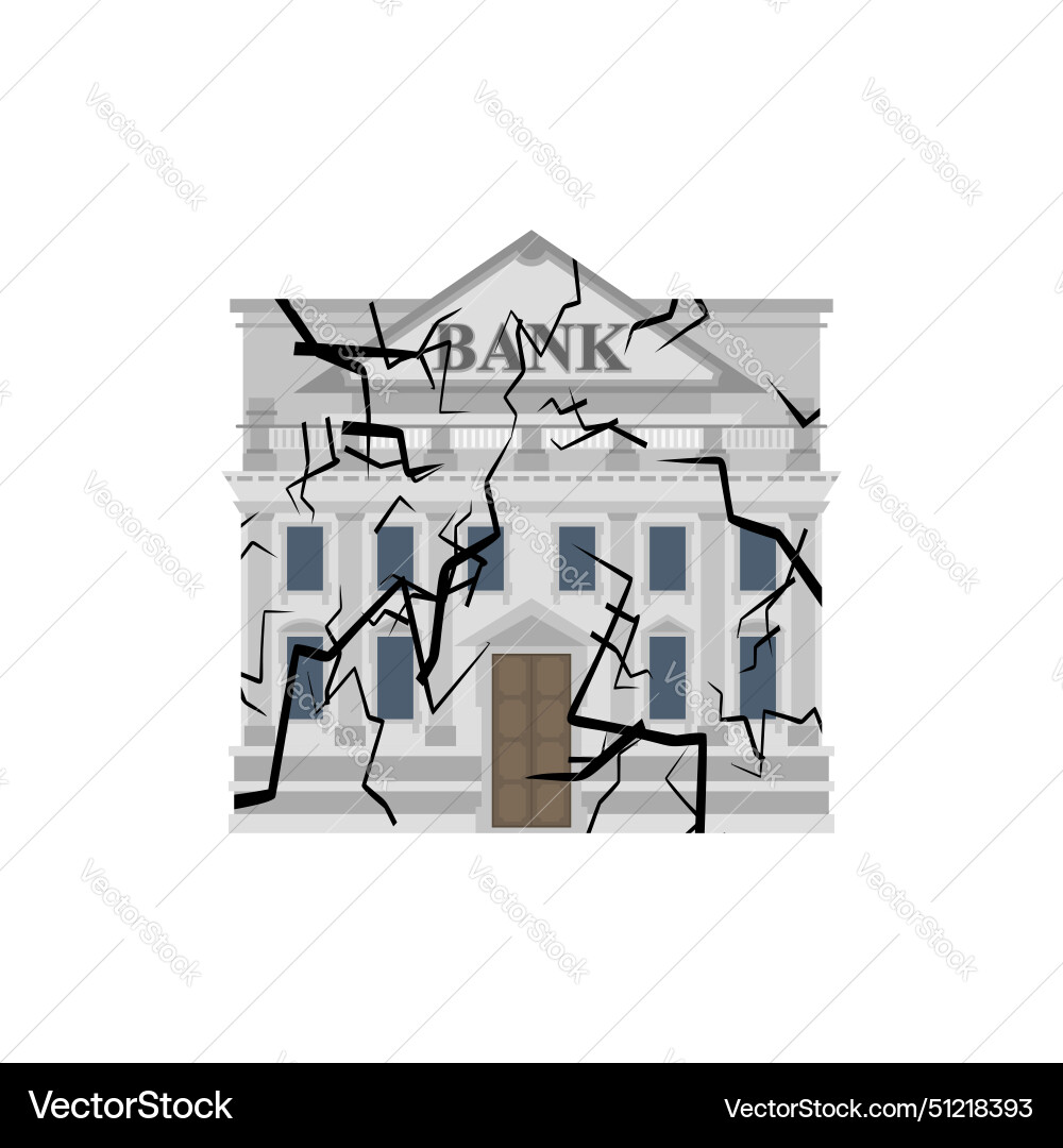 Broken bank concept bankruptcy collapse Royalty Free Vector