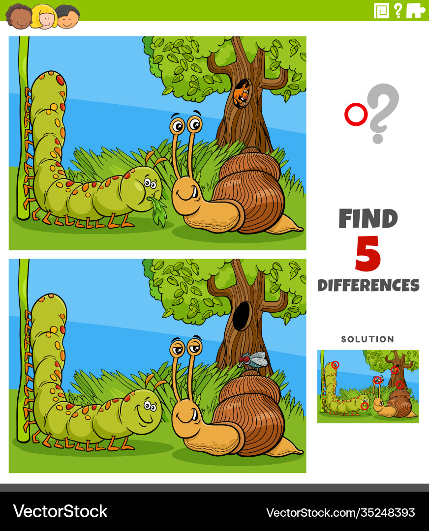 Differences educational task for kids Royalty Free Vector