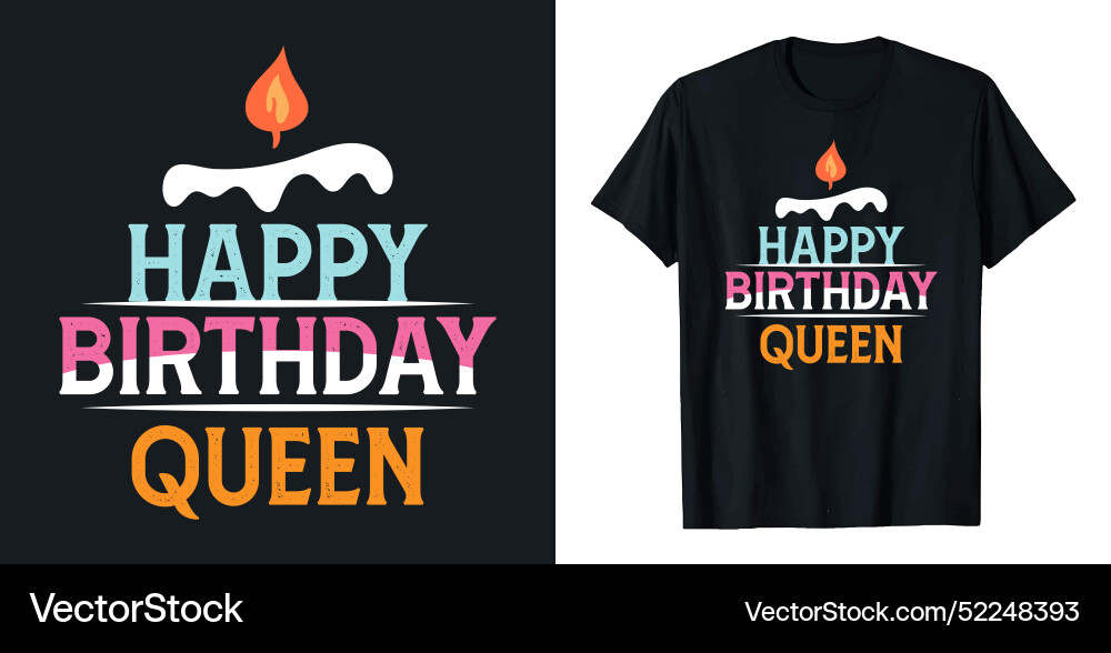 Happy birthday queen typography design Royalty Free Vector