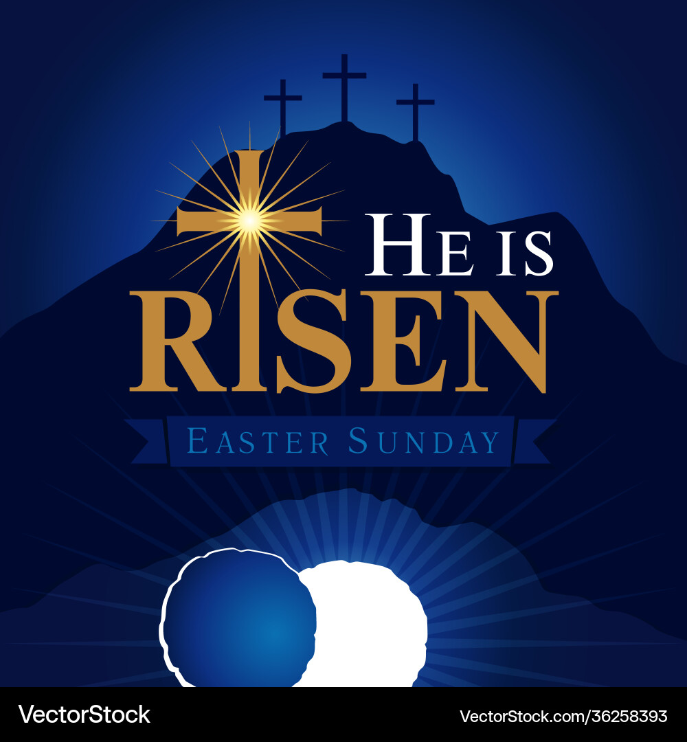 He is risen navy blue card Royalty Free Vector Image