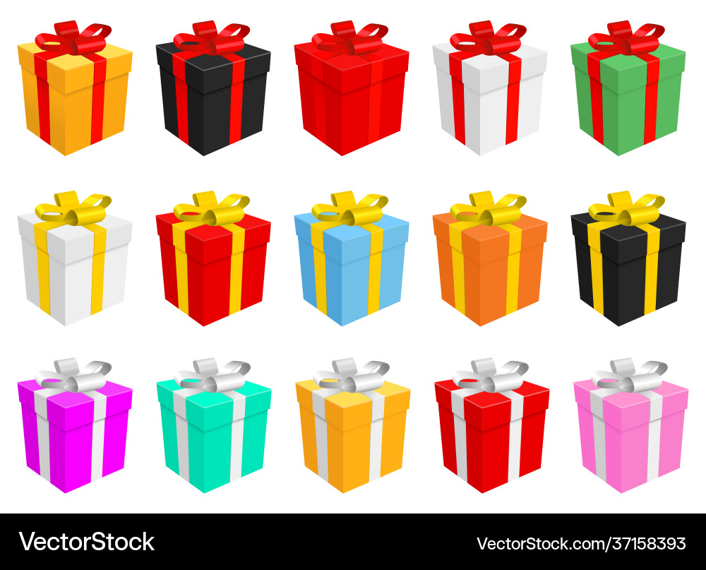 Present box set design isolated on white Vector Image