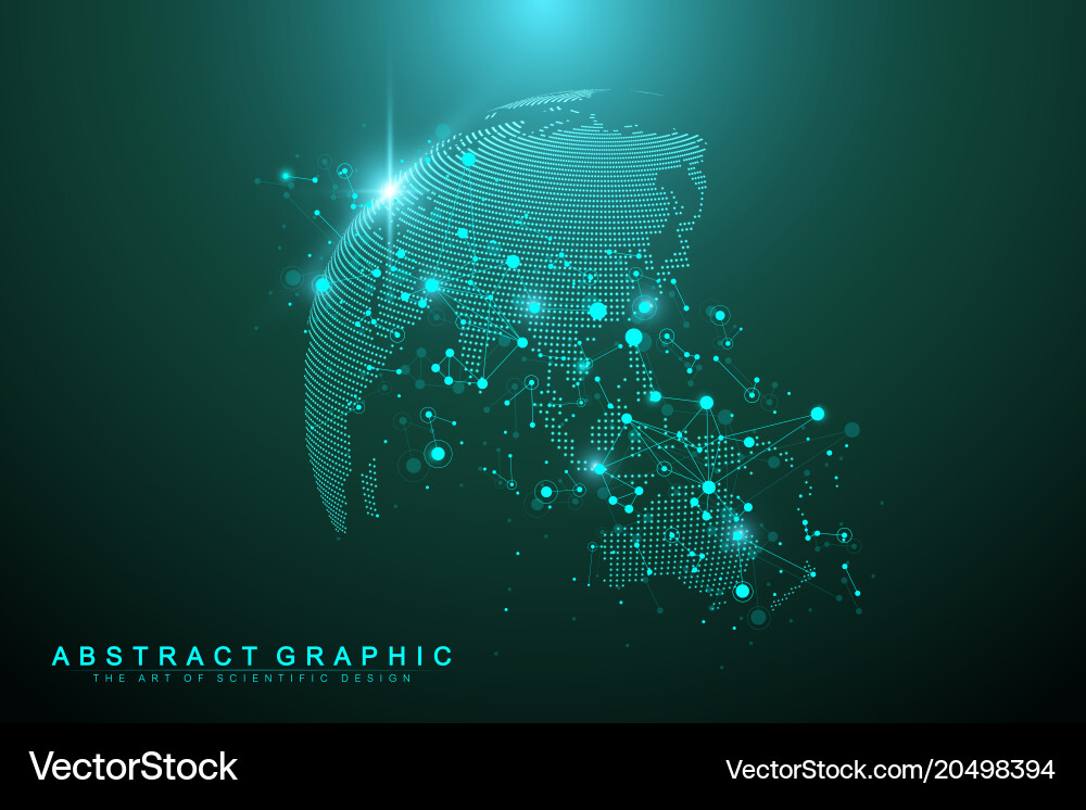 Big data complex world globe graphic abstract Vector Image