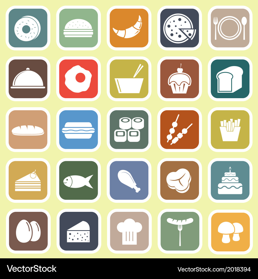 Food flat icons on yellow background Royalty Free Vector