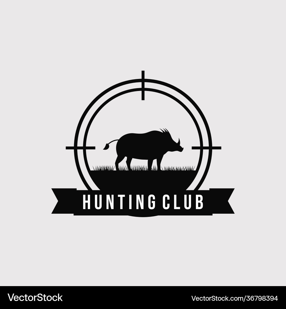 Hunting wild boar hog logo design Royalty Free Vector Image