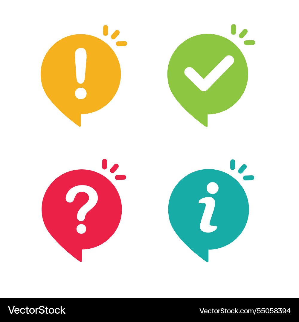Icon set of check mark question exclamation Vector Image