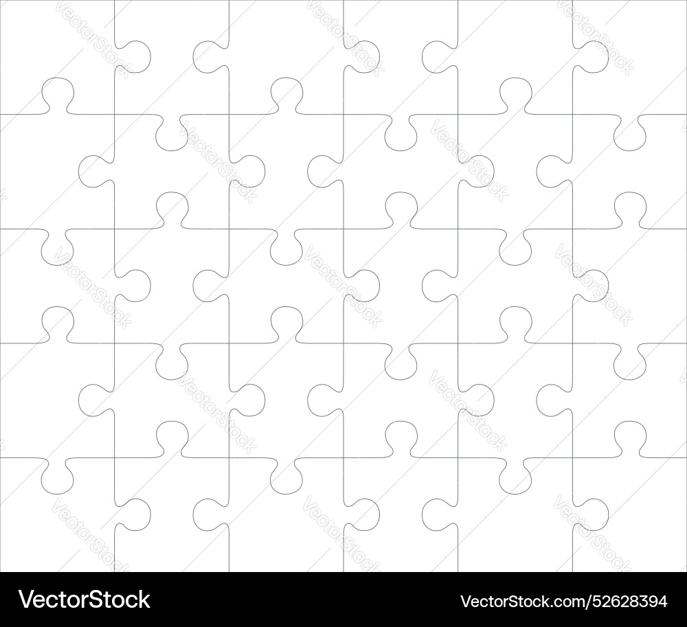 Jigsaw blank template or cutting guidelines of 30 Vector Image