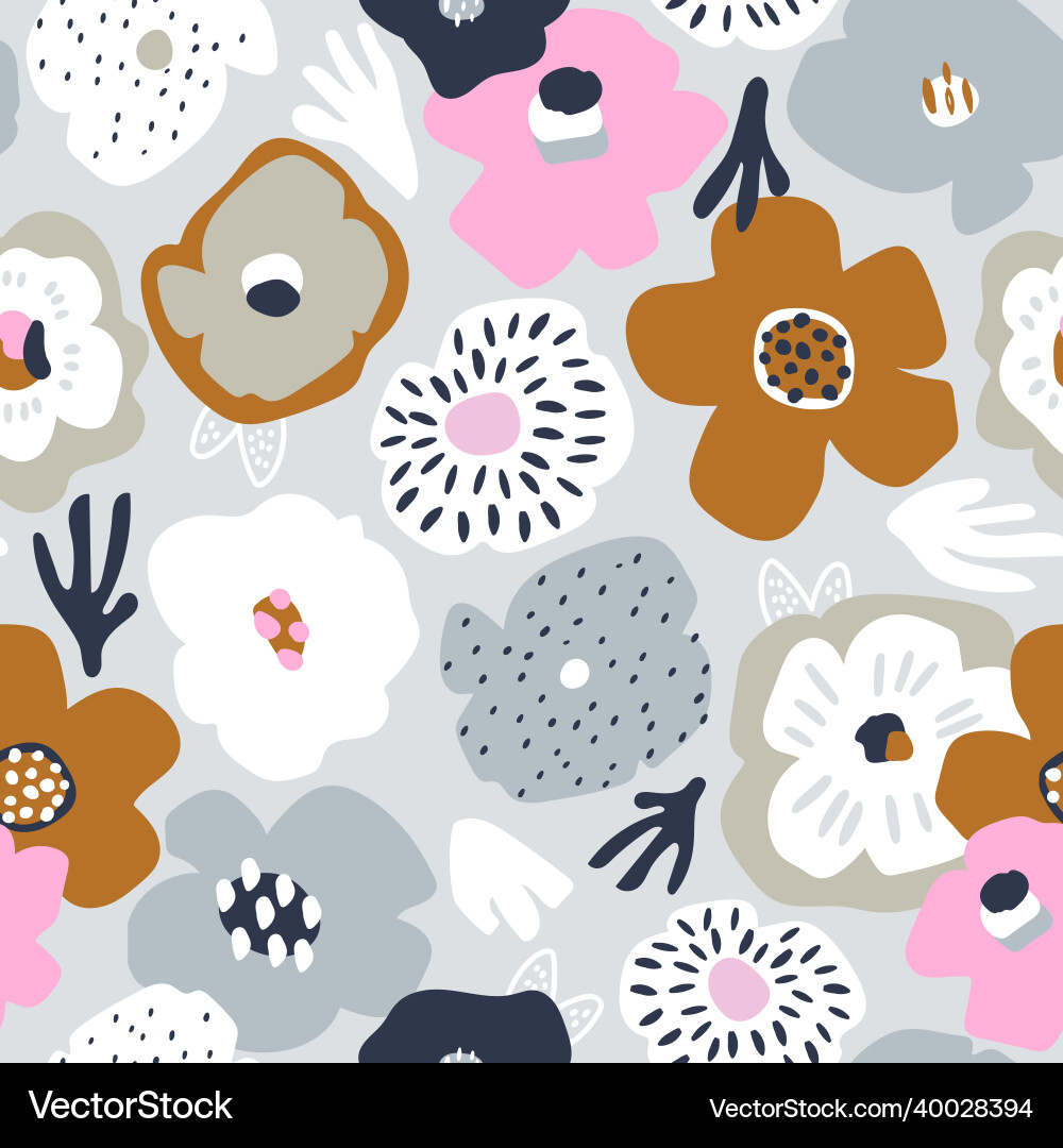 Seamless floral pattern in cut out style creative Vector Image