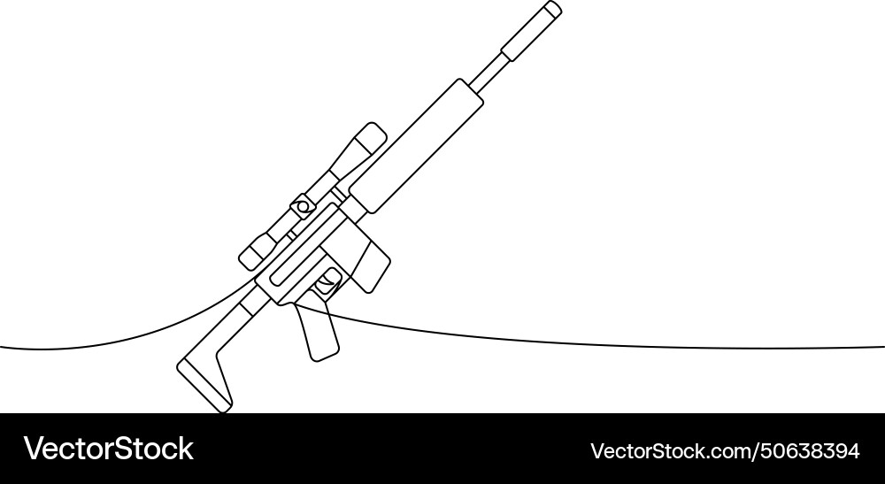 Sniper rifle tactical assault one line Royalty Free Vector