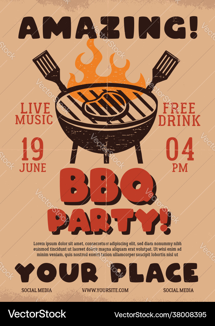 Amazing barbecue party flyer bbq poster template Vector Image