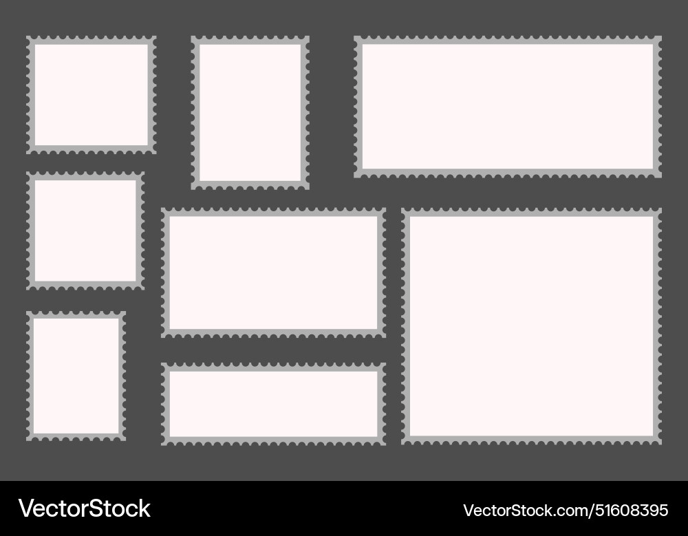 Blank postage stamp set Royalty Free Vector Image