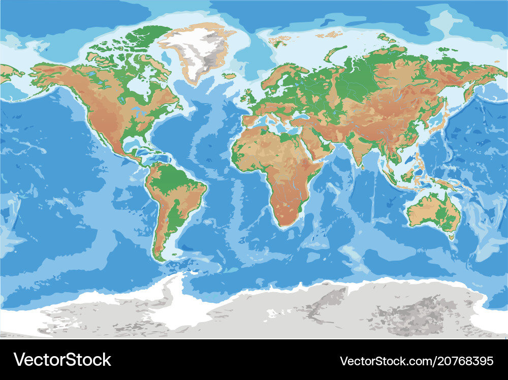 Detailed Topographic World Map Royalty Free Vector Image