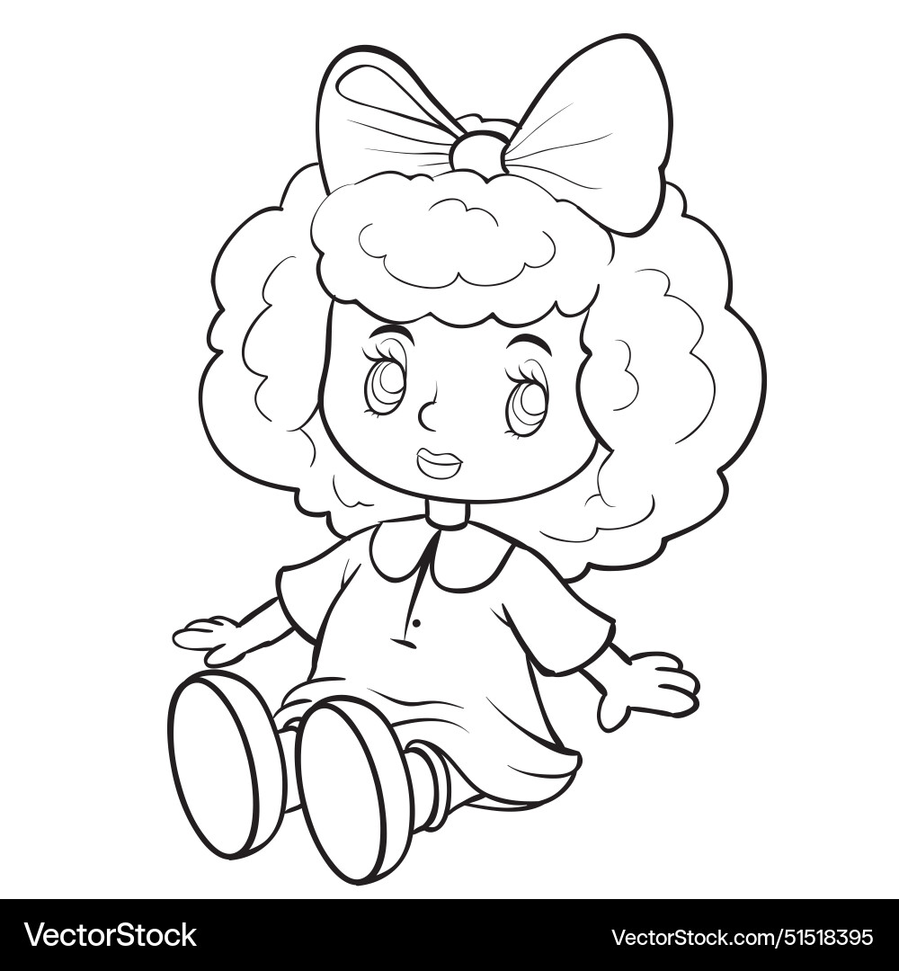 Doll with a big bow on her head Royalty Free Vector Image