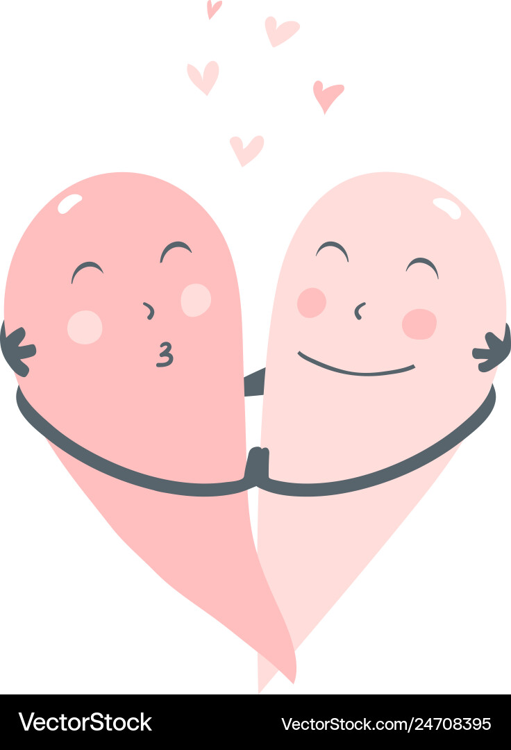 Hearts hugging funny love print Royalty Free Vector Image