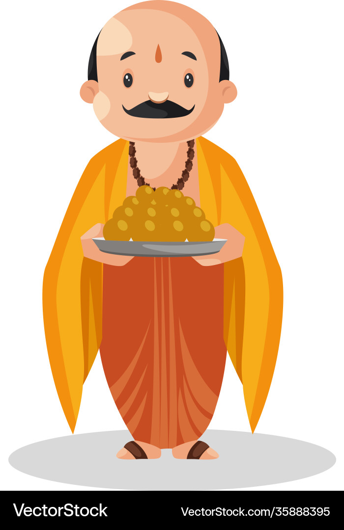 Indian pandit cartoon Royalty Free Vector Image