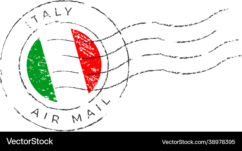 Italy postage mark national flag stamp Royalty Free Vector