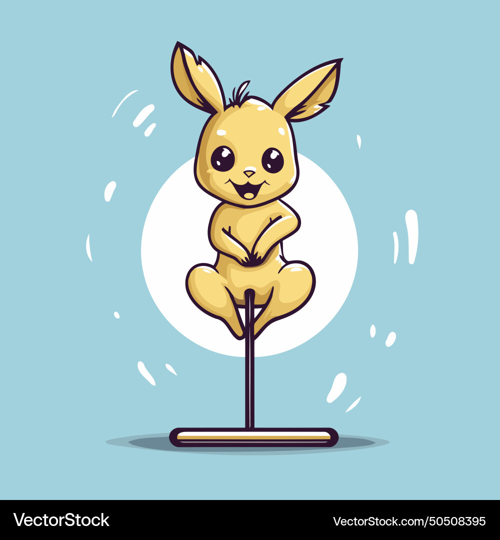 Rabbit balancing on a stand cute cartoon Vector Image